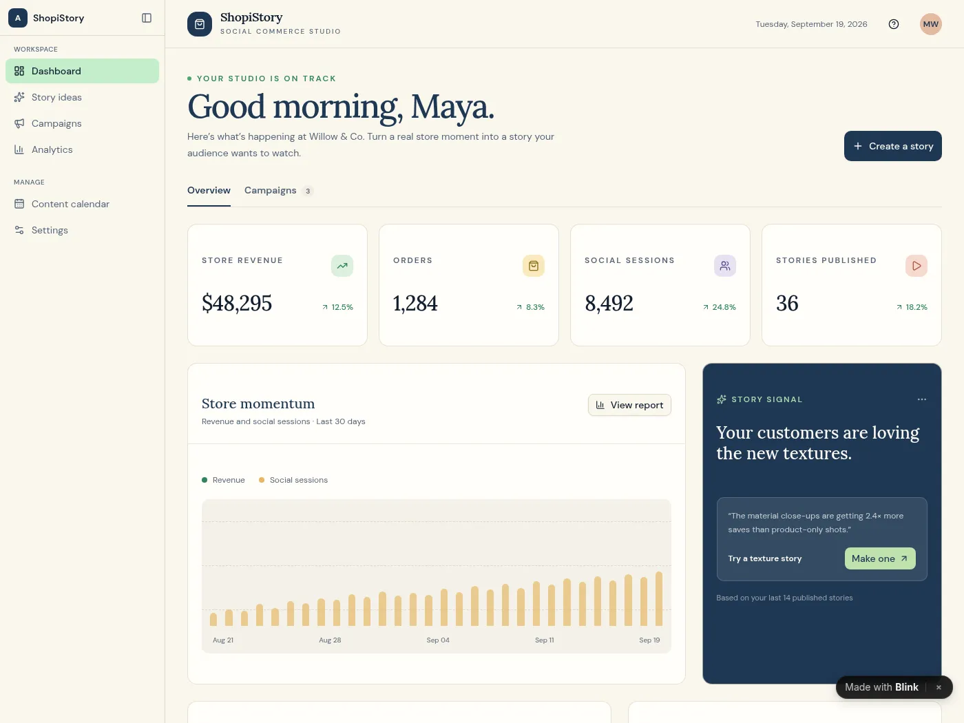 ShopiStory Dashboard