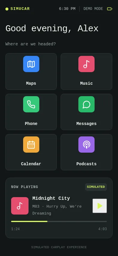 SimuCar CarPlay Dashboard