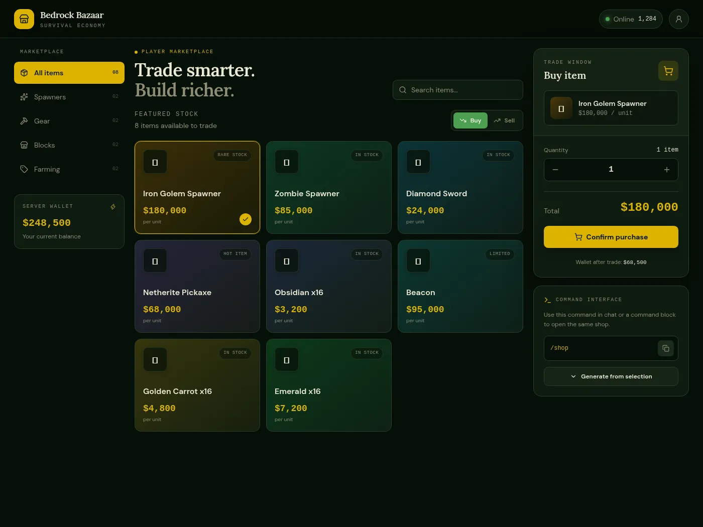 Bedrock Shop Addon UI