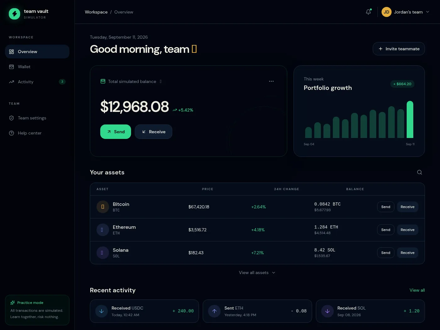 Team Crypto Wallet Sim