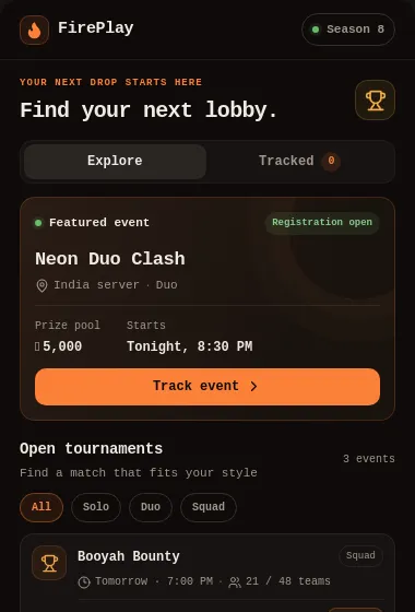 FirePlay Tournament Hub