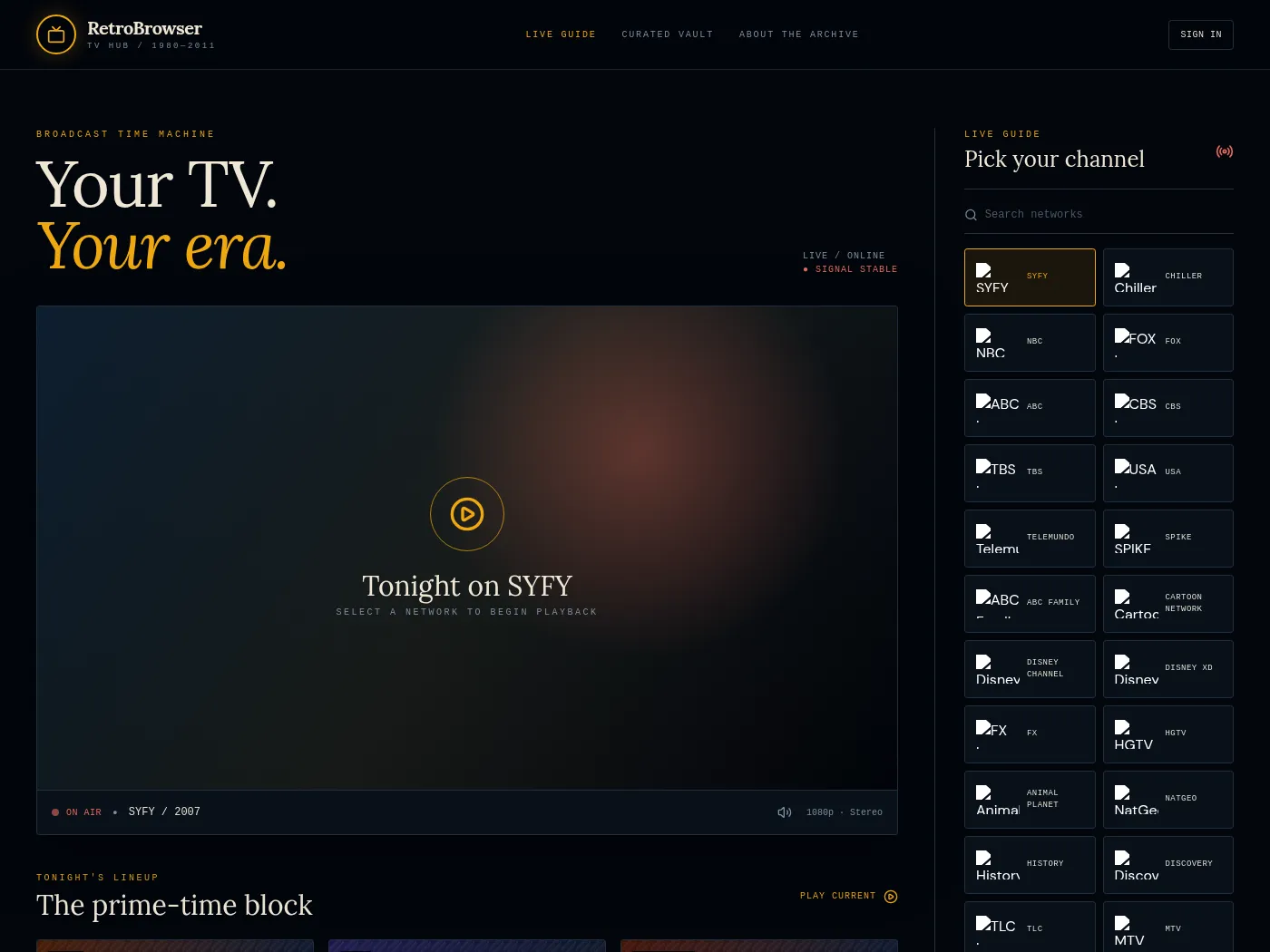 RetroBrowser TV Hub