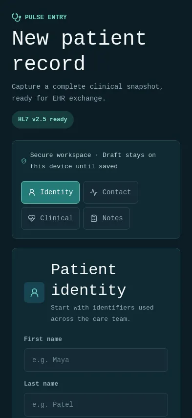 Patient Health Entry App