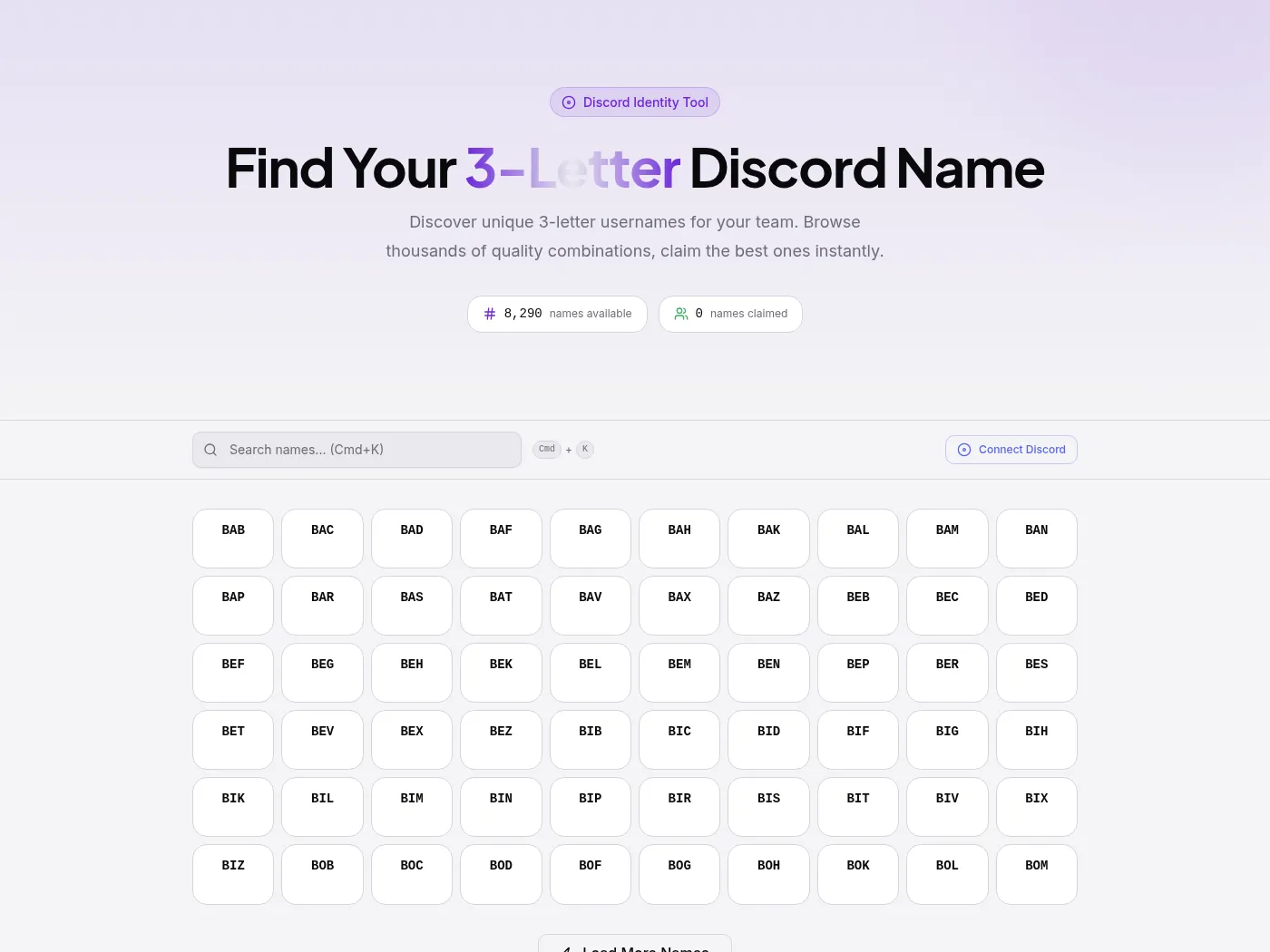 Discord Name Finder