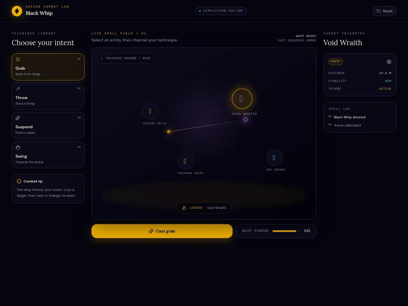 Black Whip Spell Simulator