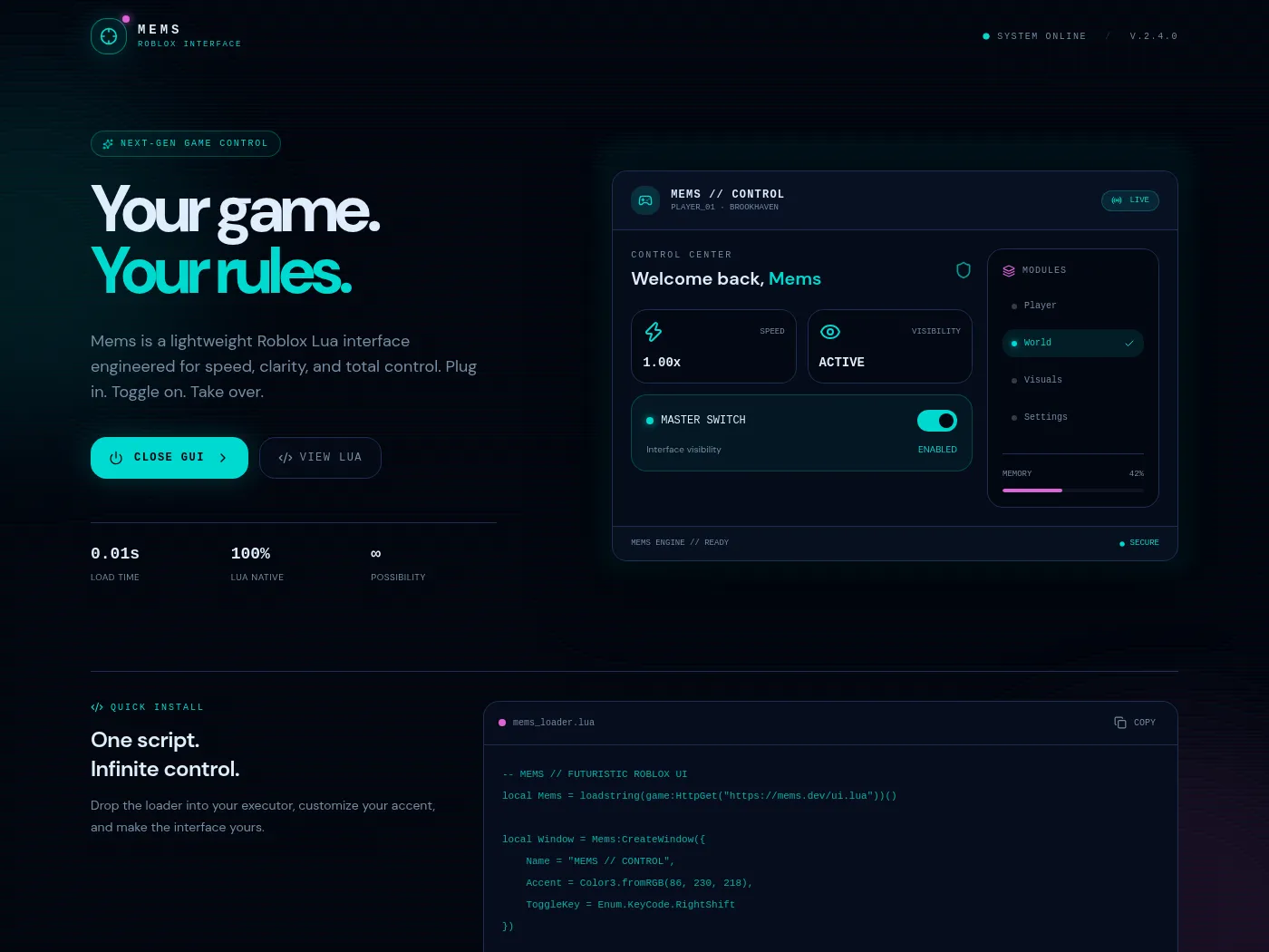 Mems Roblox Futuristic GUI