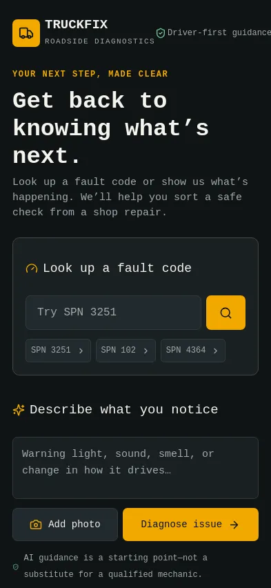 TruckFix Diagnostic App