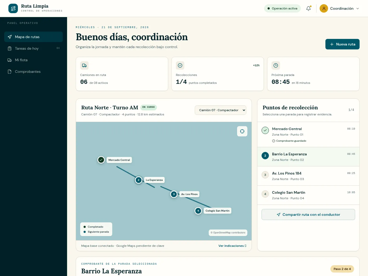 Ruta Limpia Tracker