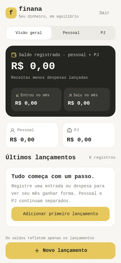 Finana Personal+PJ Dashboard