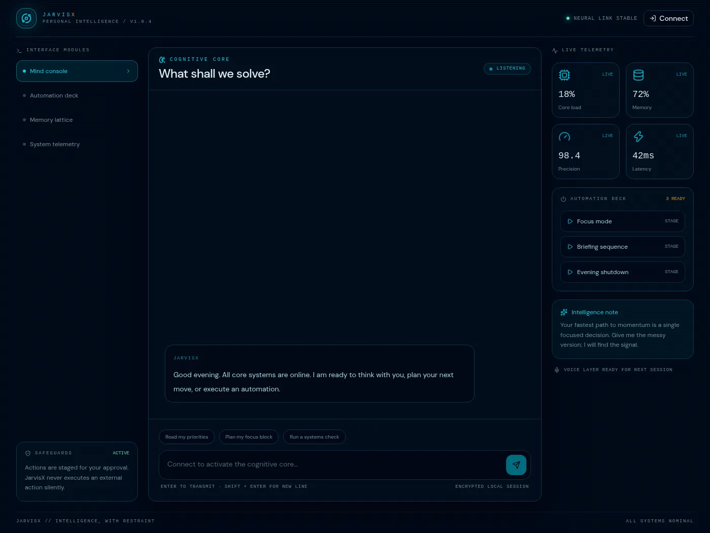 JarvisX AI Interface