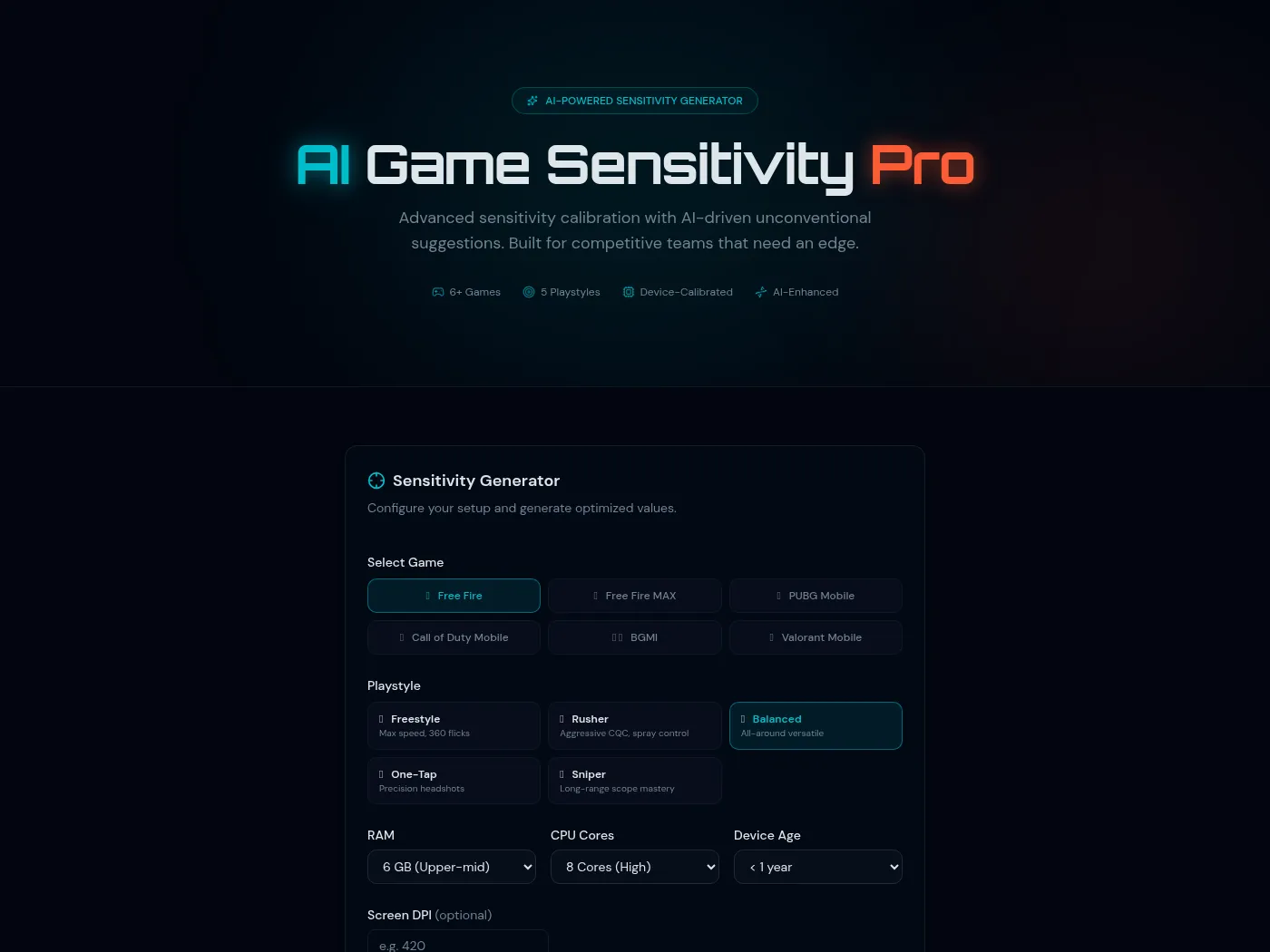 AI Game Sensitivity Pro