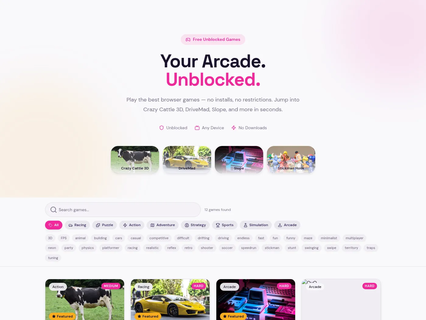 StrictlyMath Arcade Hub