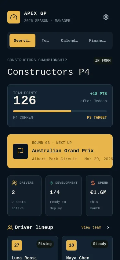 F1 Excel Manager App
