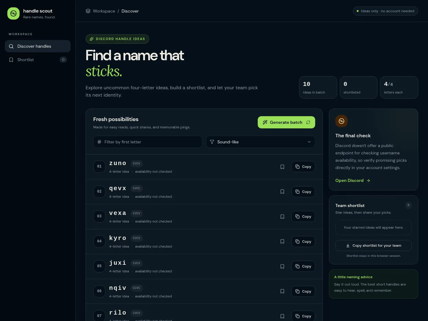Rare Discord Handle Finder