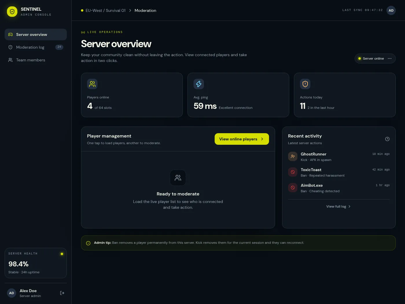 Server Player Ban Menu