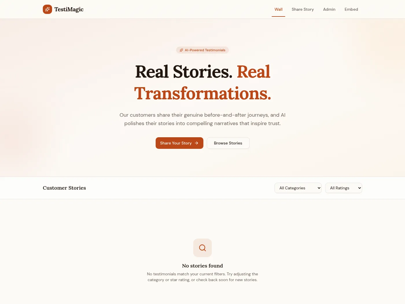 TestiMagic AI Wall