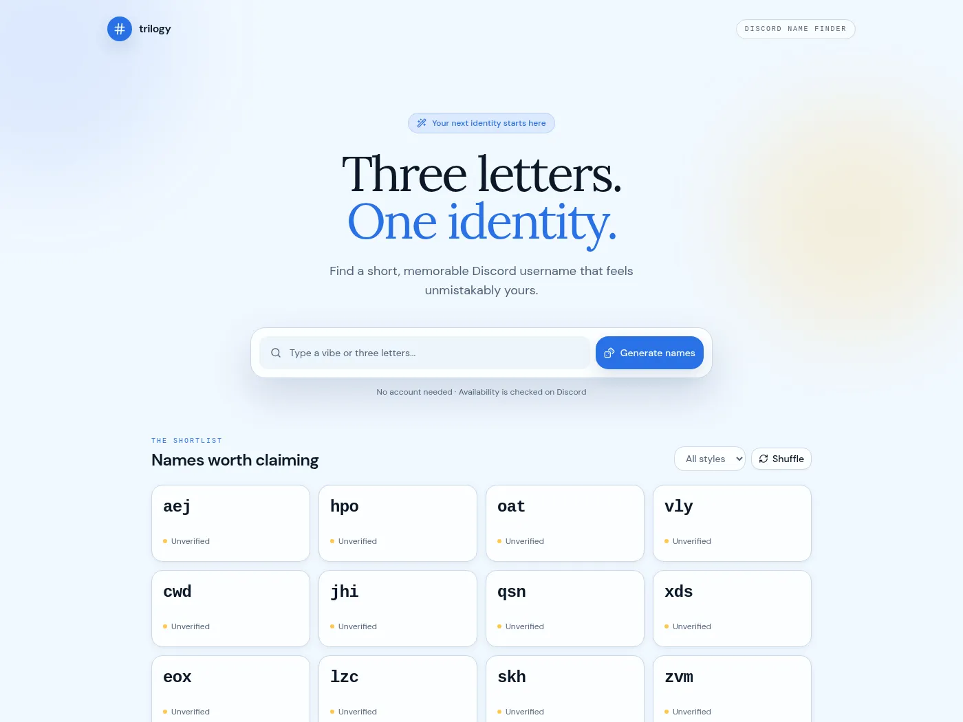 Discord Name Finder