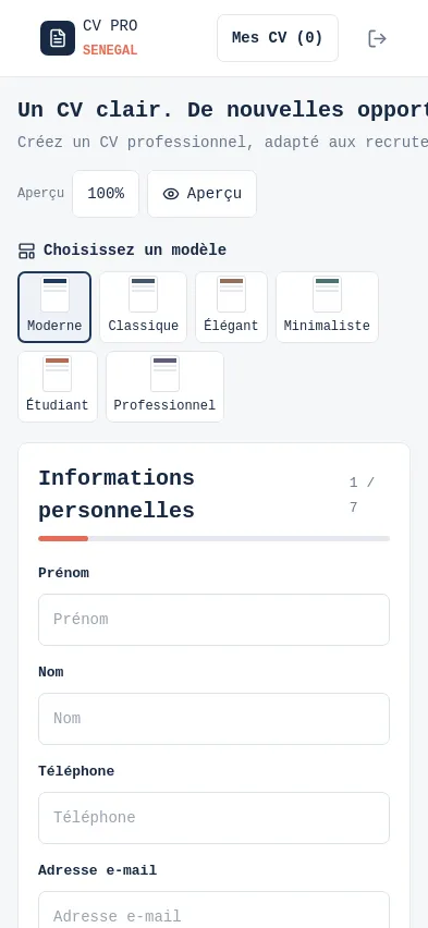 CV PRO Senegal Mobile