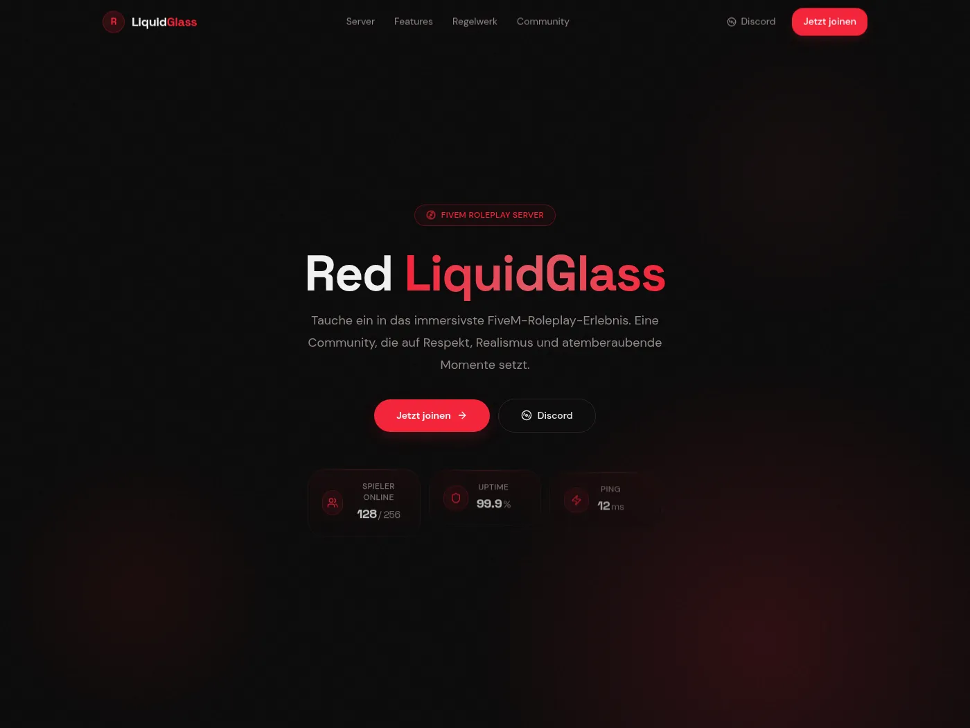 Red LiquidGlass FiveM Site