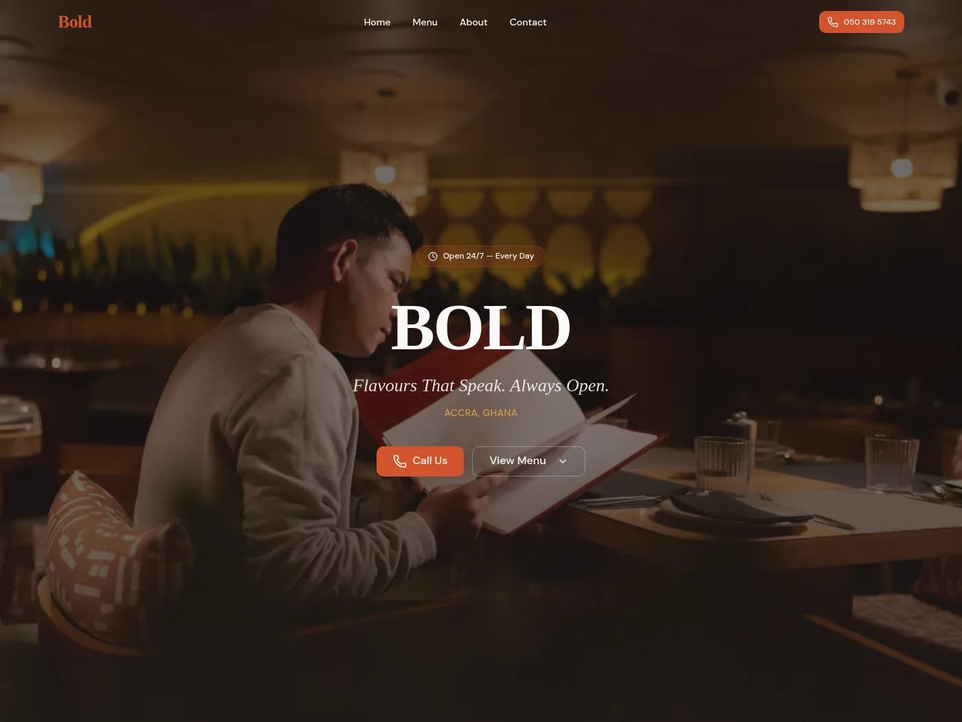 Bold Restaurant Website