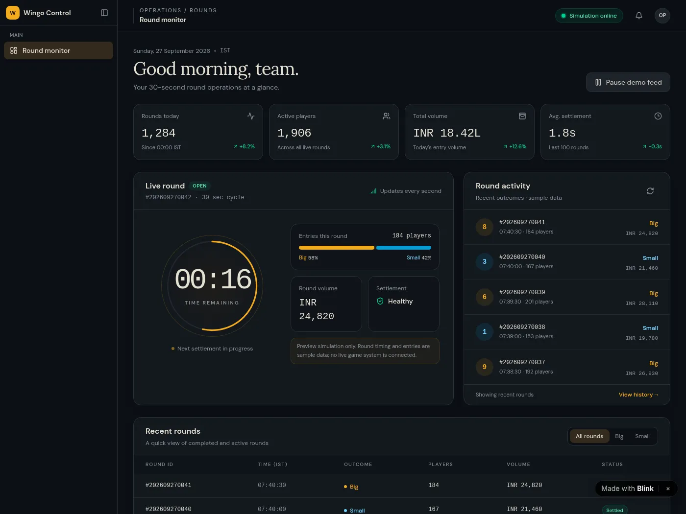 Wingo Control Dashboard