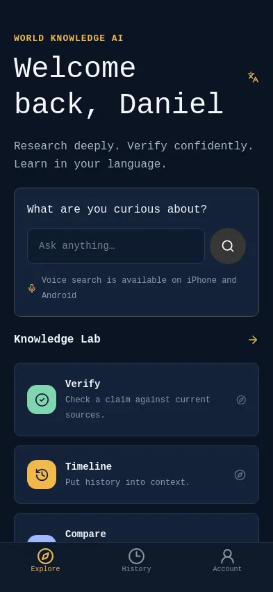 World Knowledge AI Mobile