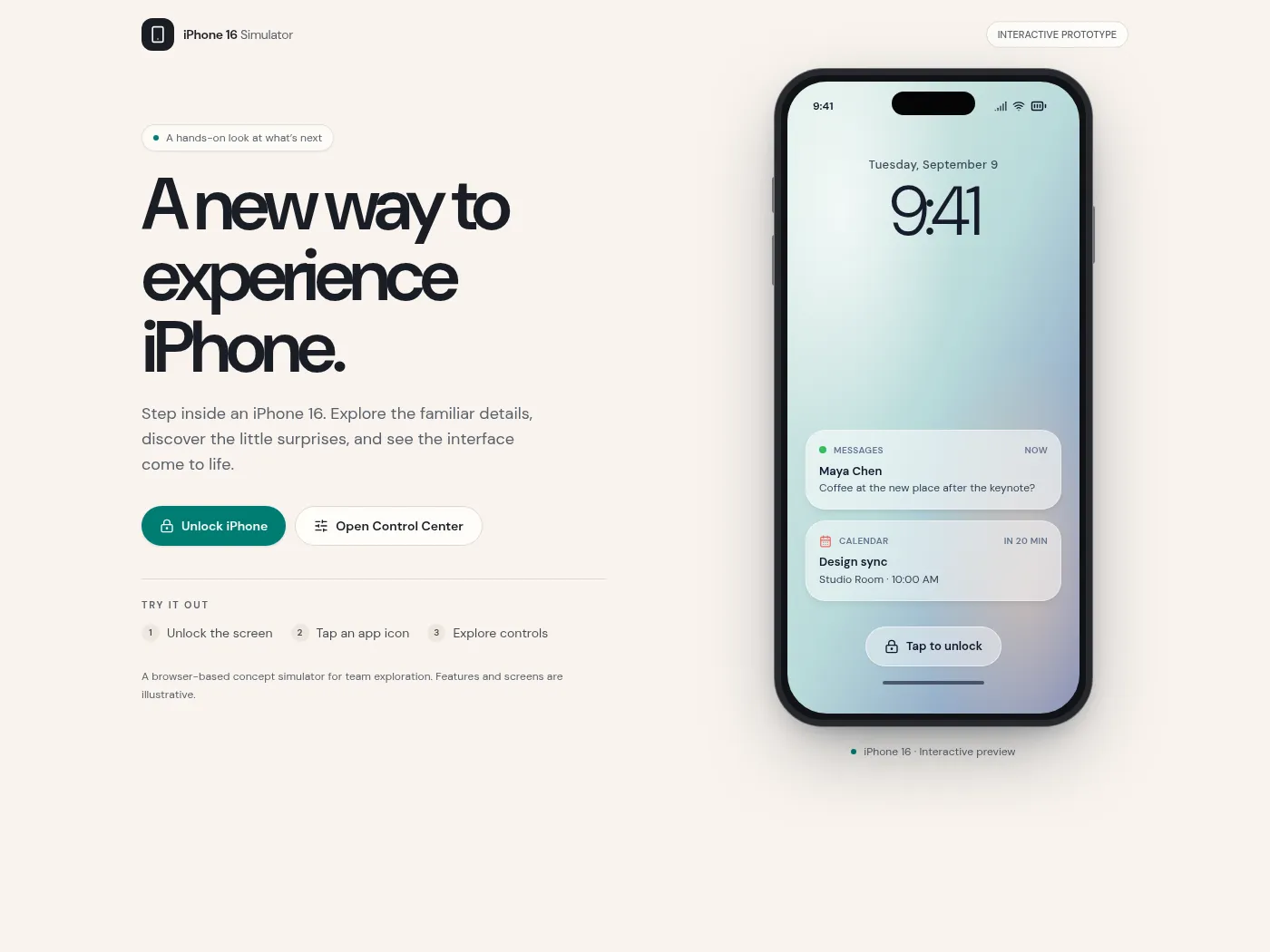 iPhone 16 UI Simulator
