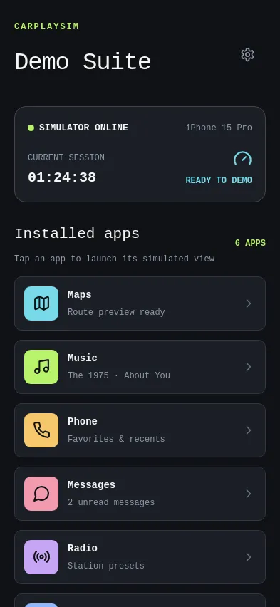 CarPlaySim Demo Suite