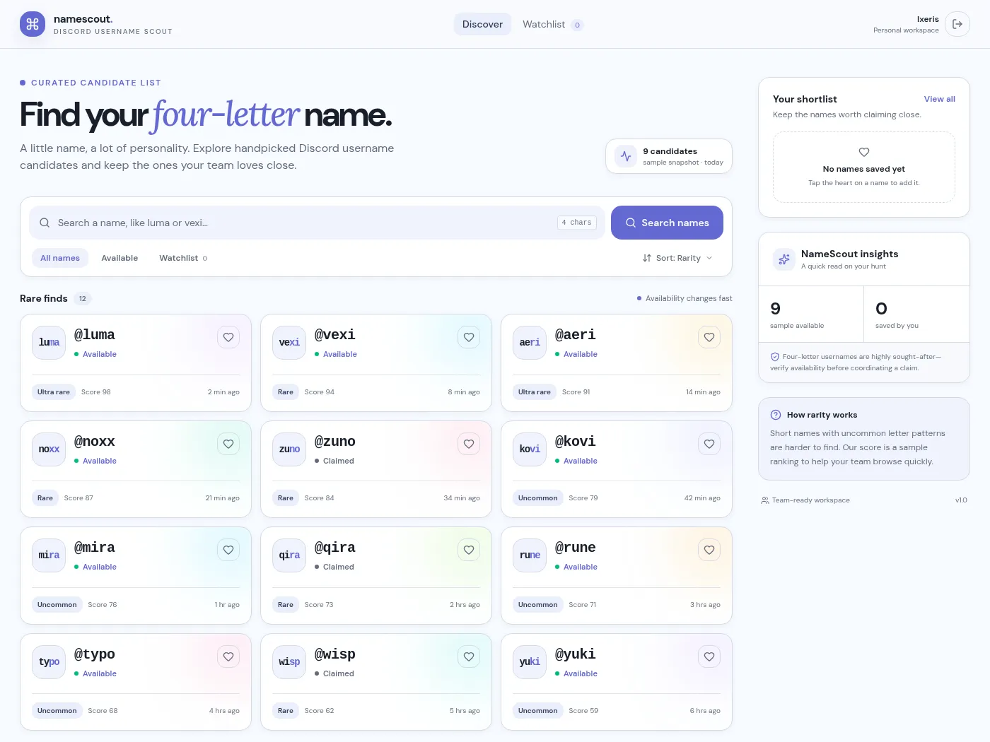 Discord Username Scout