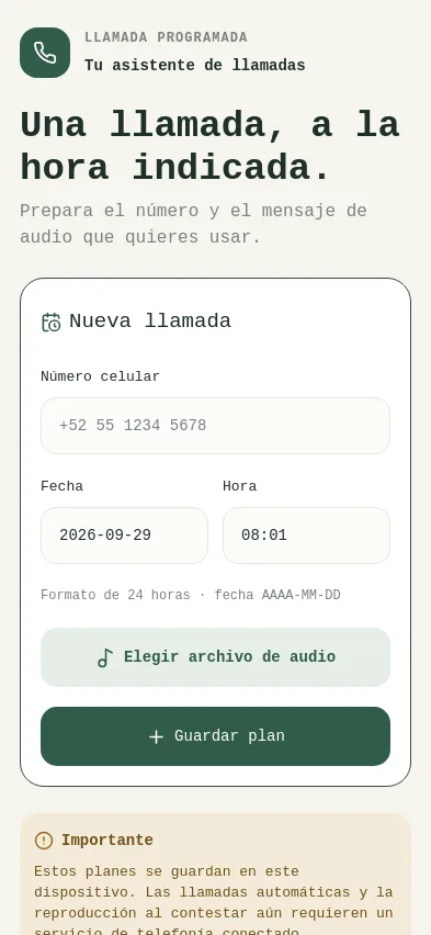 Llamada Programada Audio