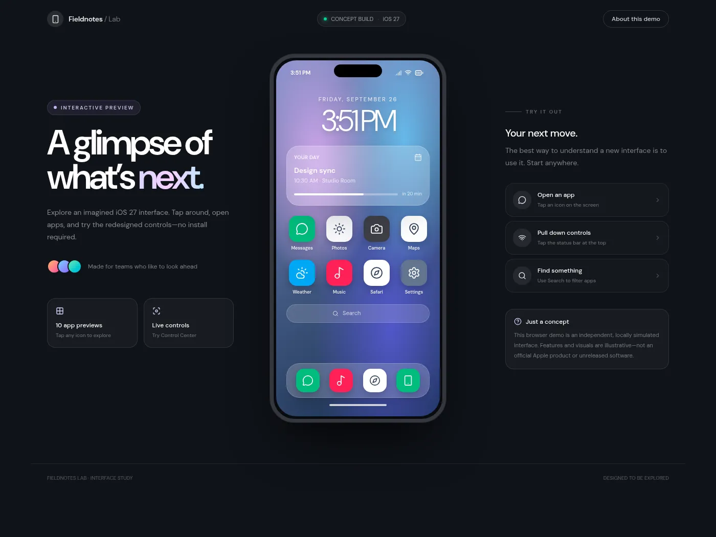 Browser iOS 27 Simulator