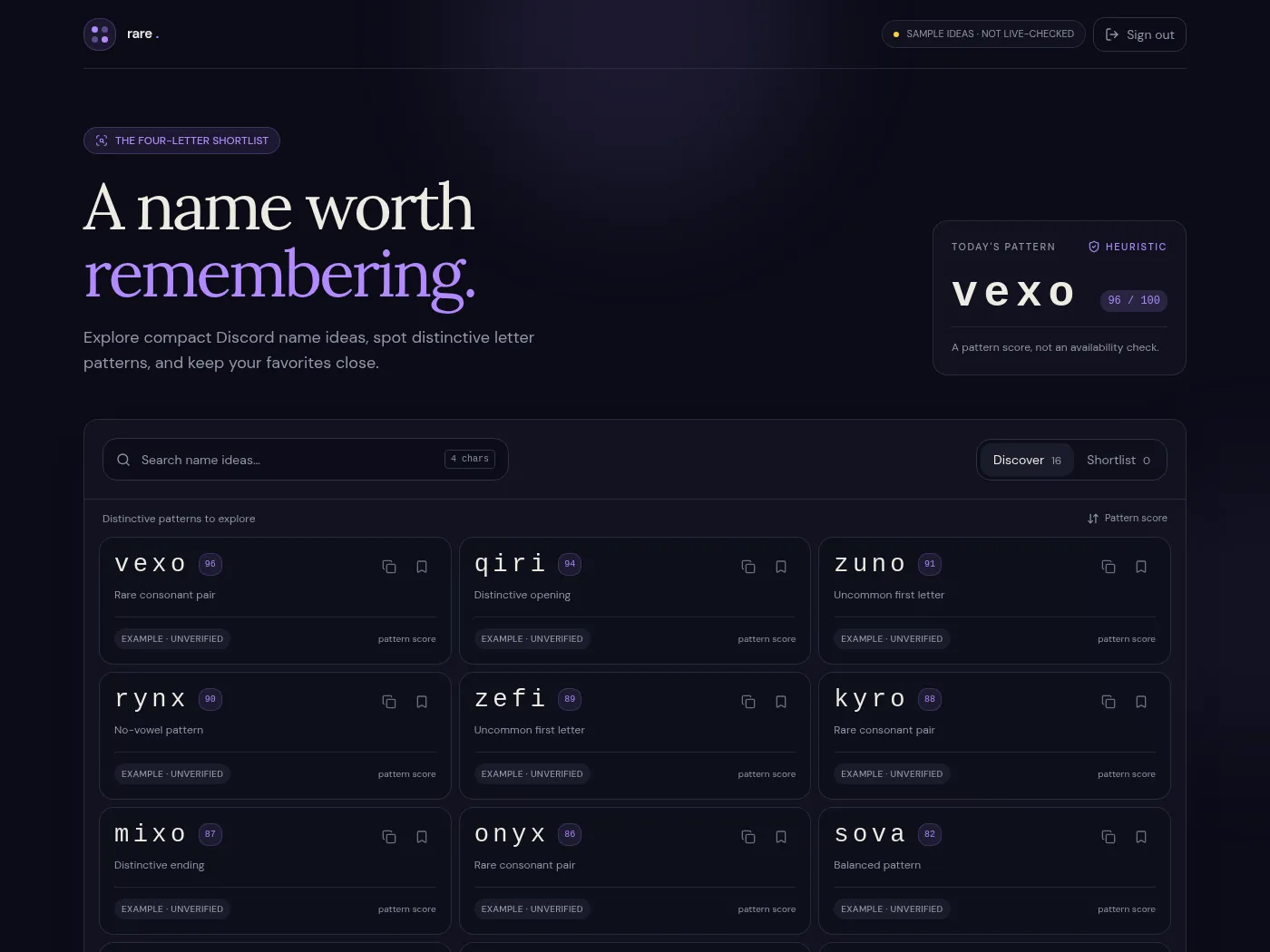 Rare Discord Name Finder