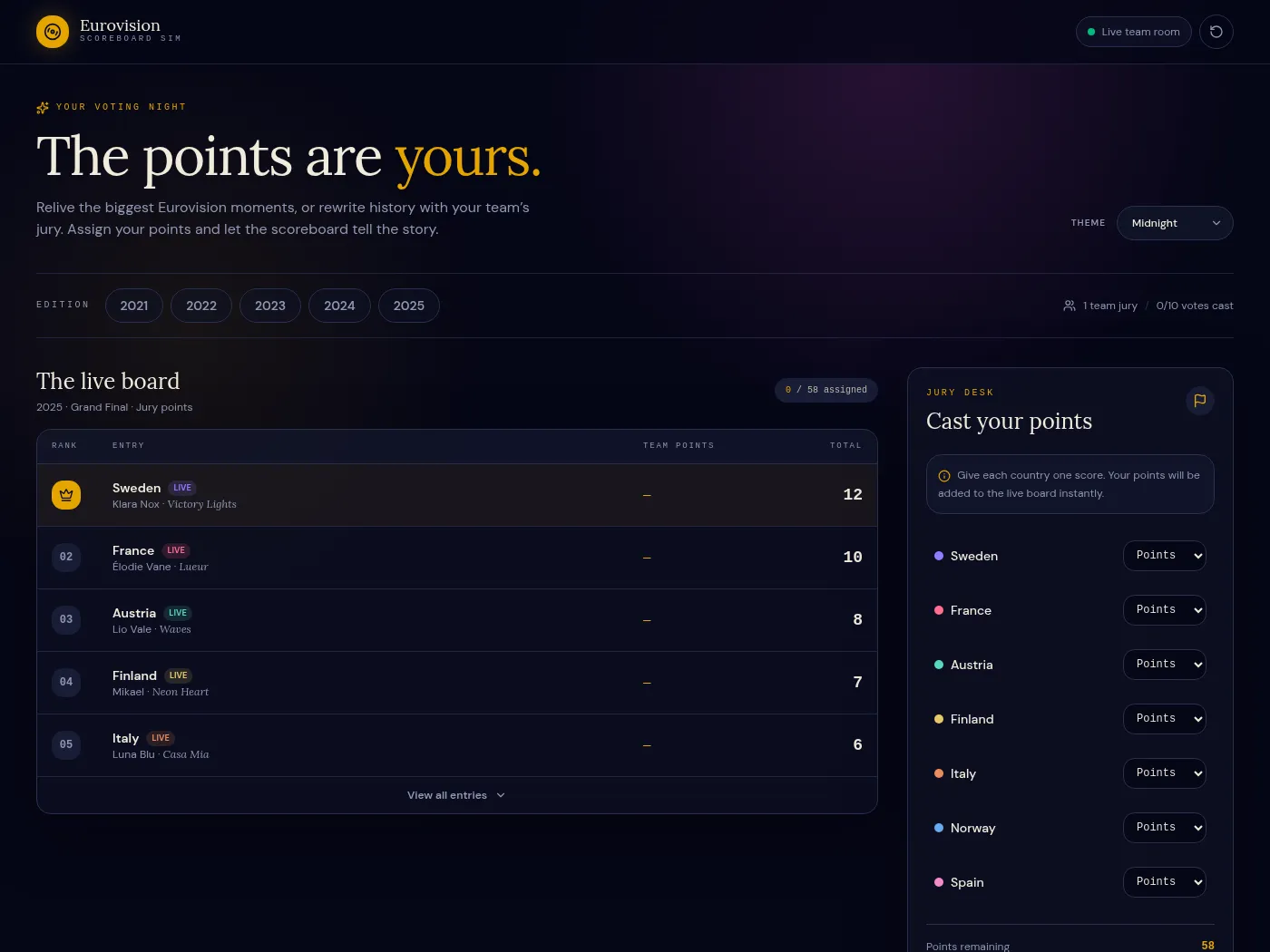 Eurovision Scoreboard Sim