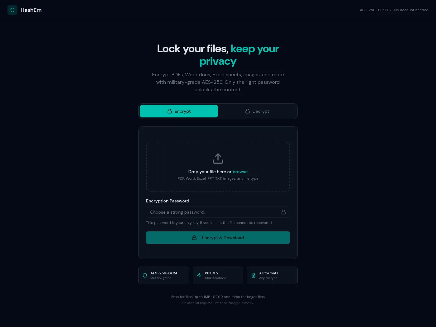 HashEm Encryption Platform