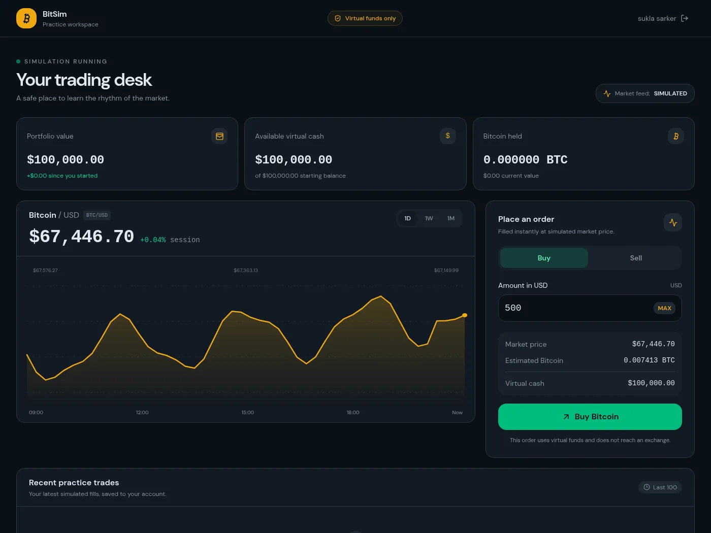 BitSim Trading Simulator