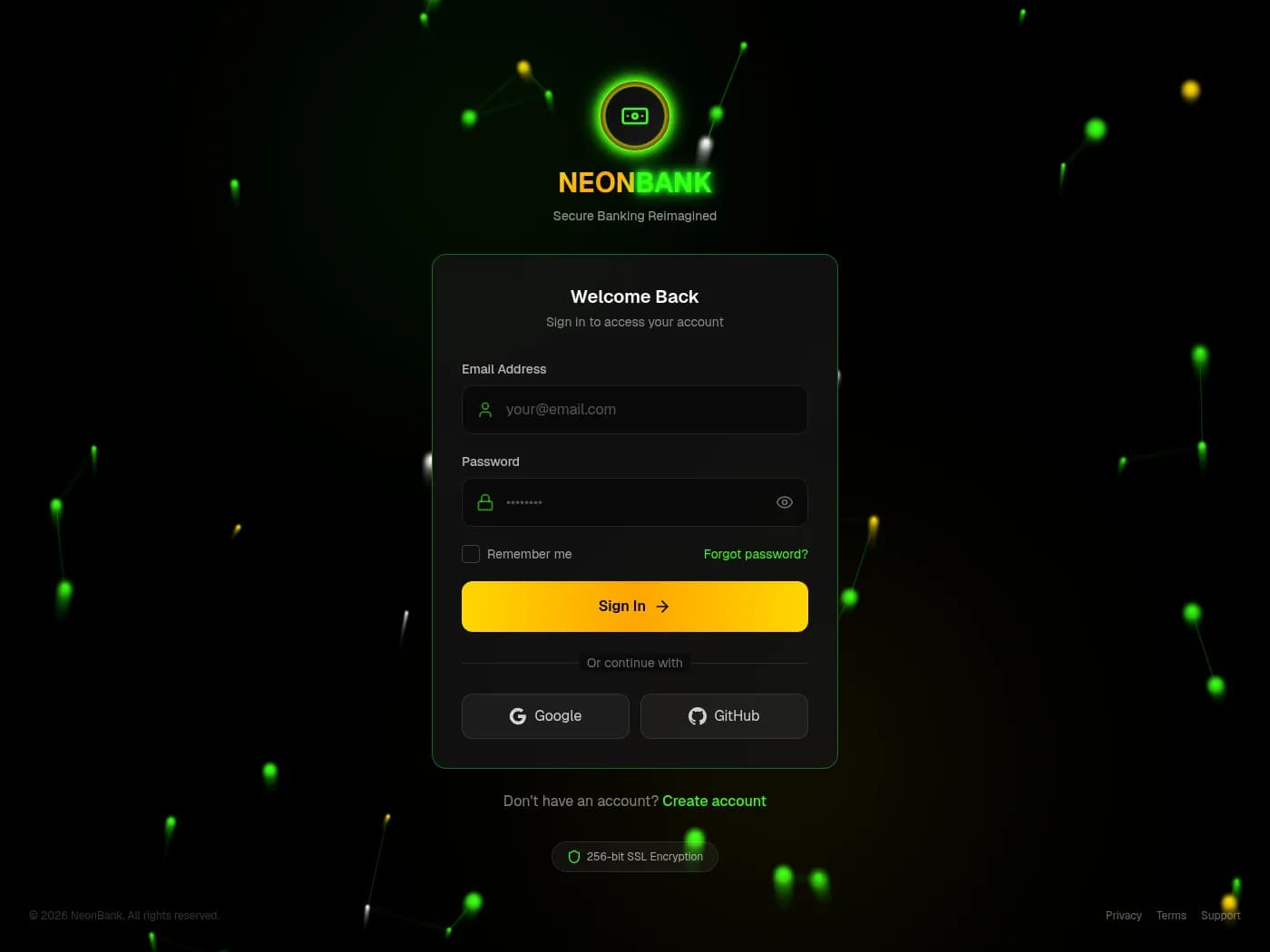 NeonBank Login Design