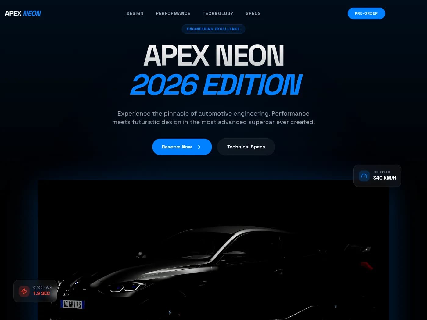 3D Car Landing Page