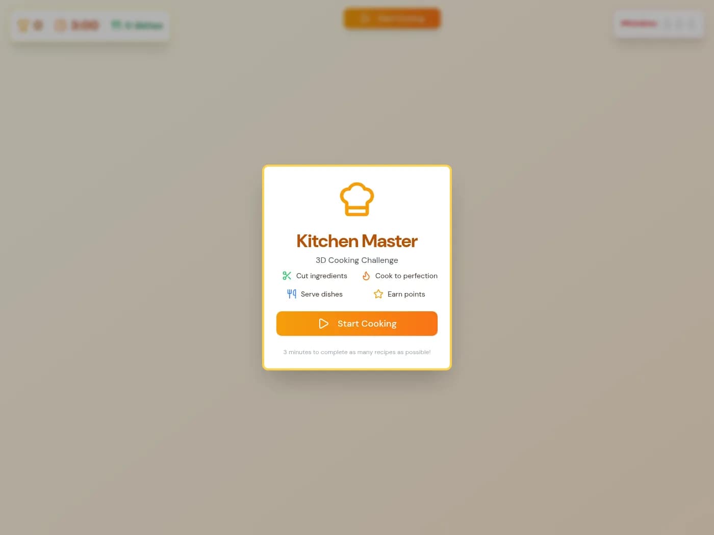 Realistic 3D Cooking Game