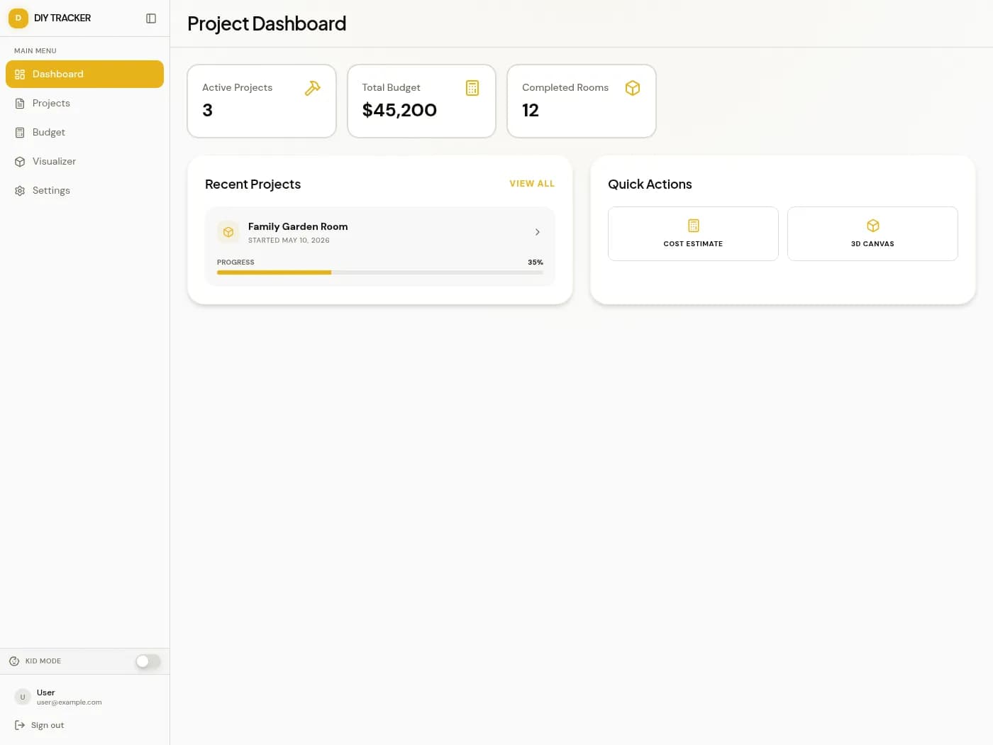 3D DIY Project Tracker