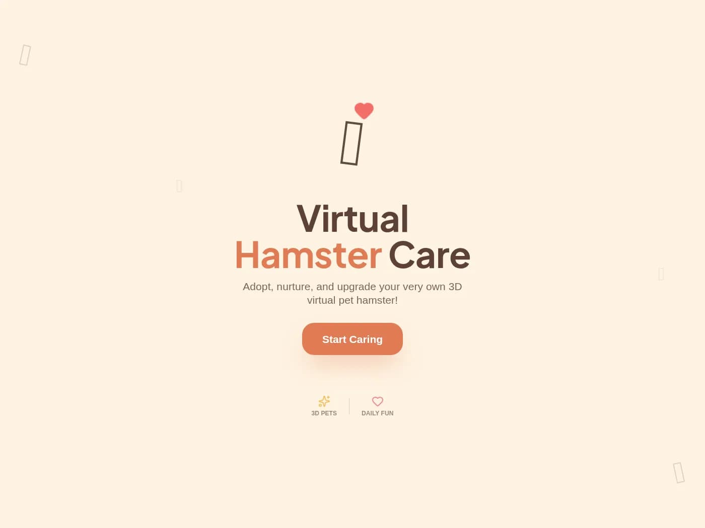 Virtual 3D Hamster Care