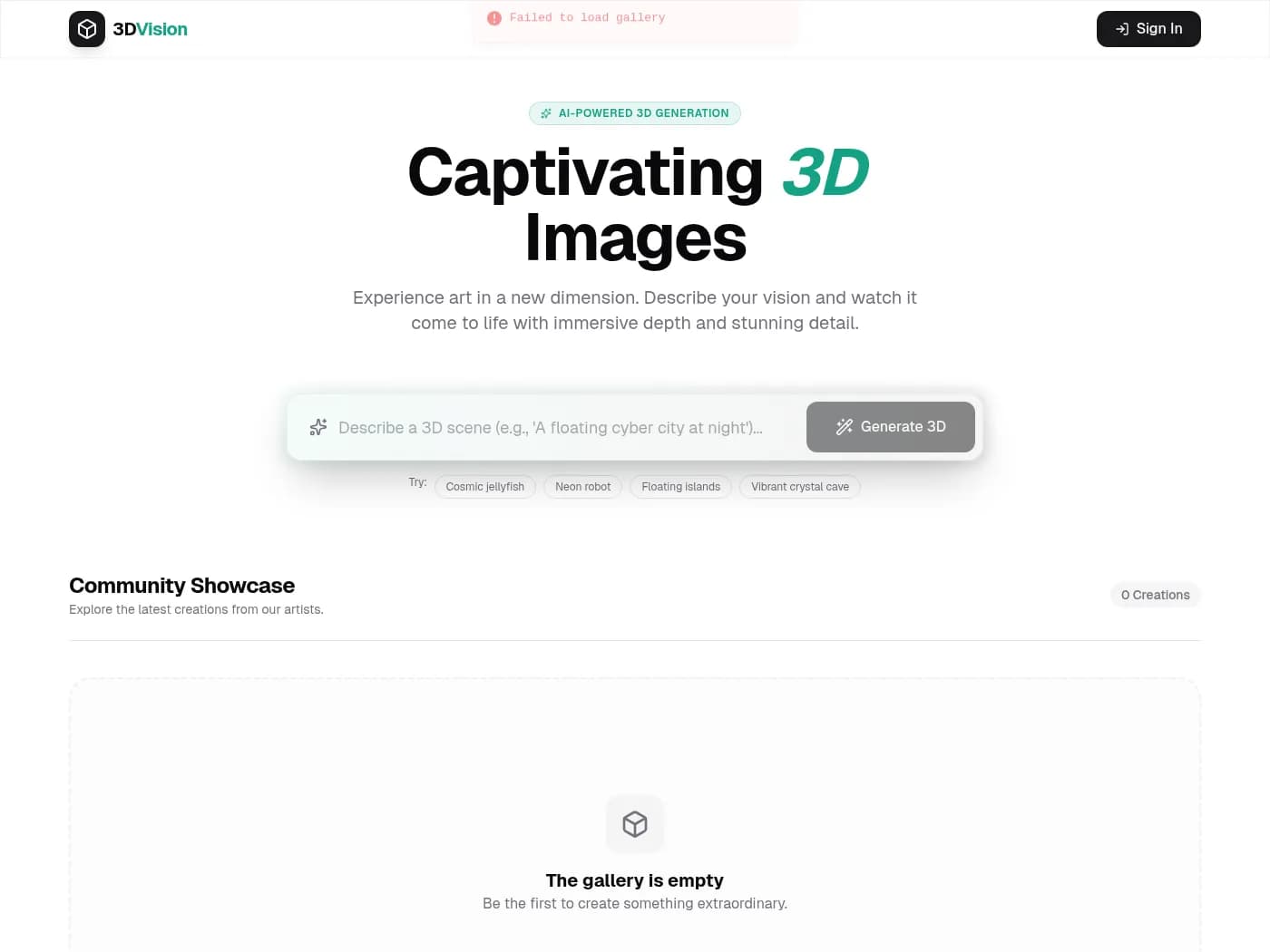 3D Image Showcase