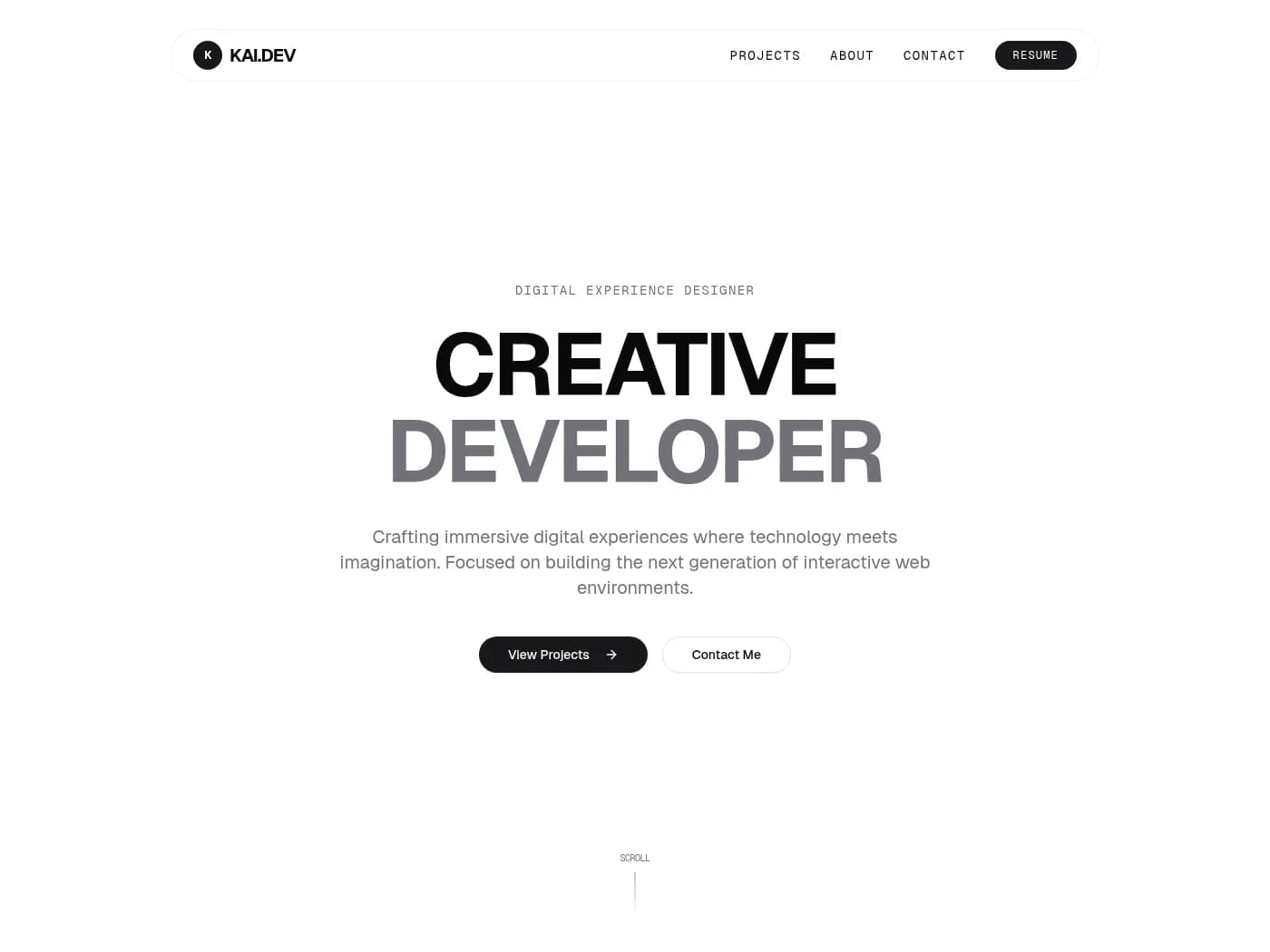 3D Portfolio Landing