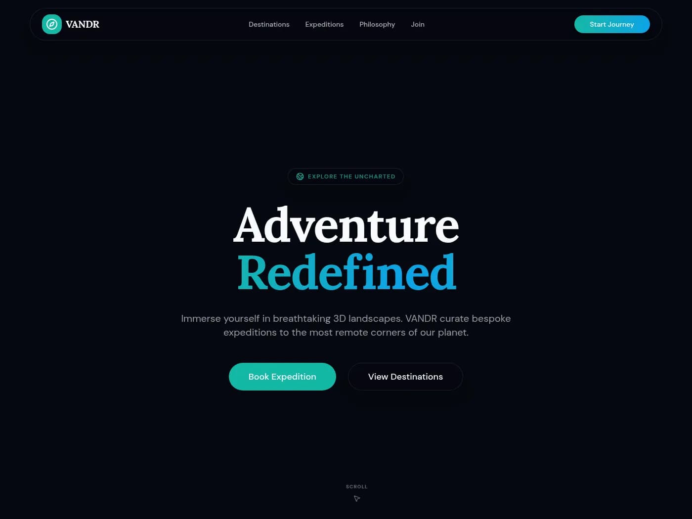 Minimalist 3D Travel Site