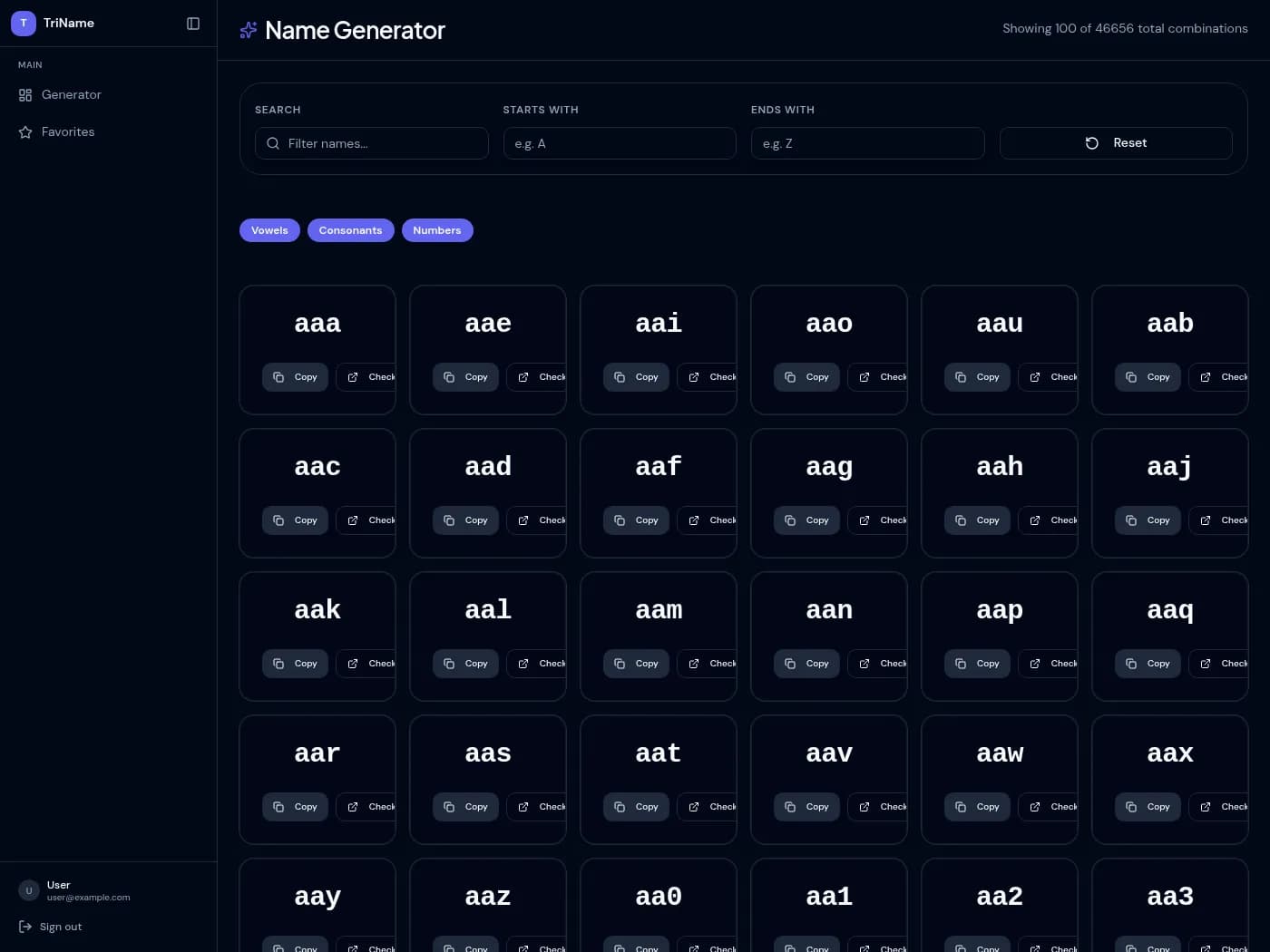TriName Generator