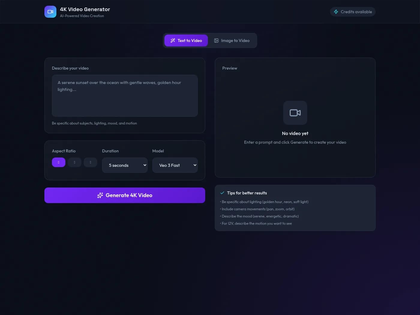 4K Video Text Generator