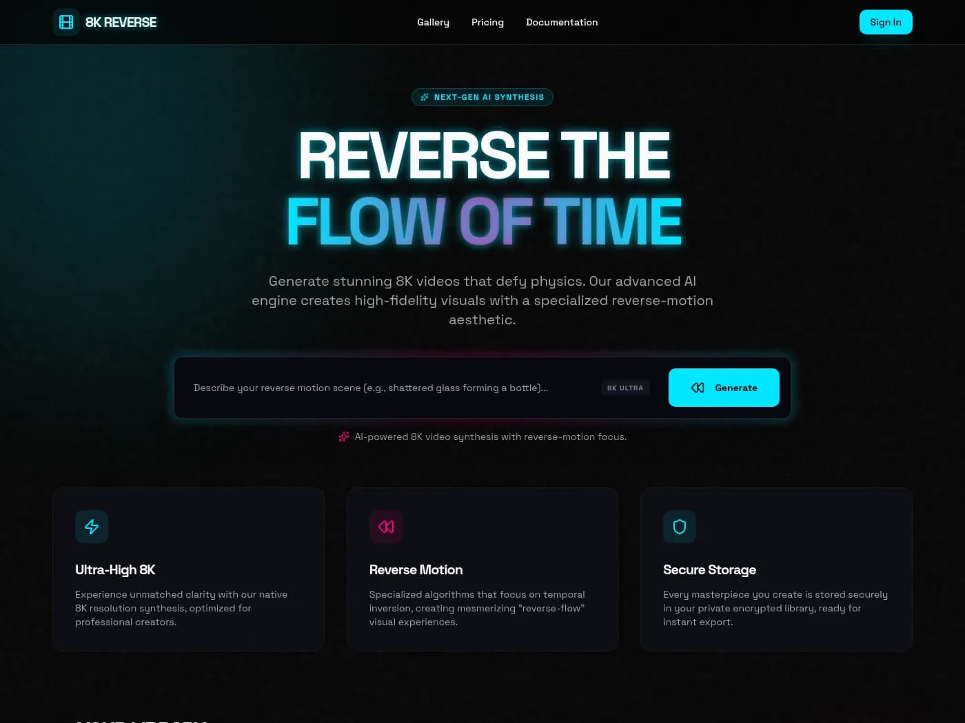 8K Reverse Video Generator