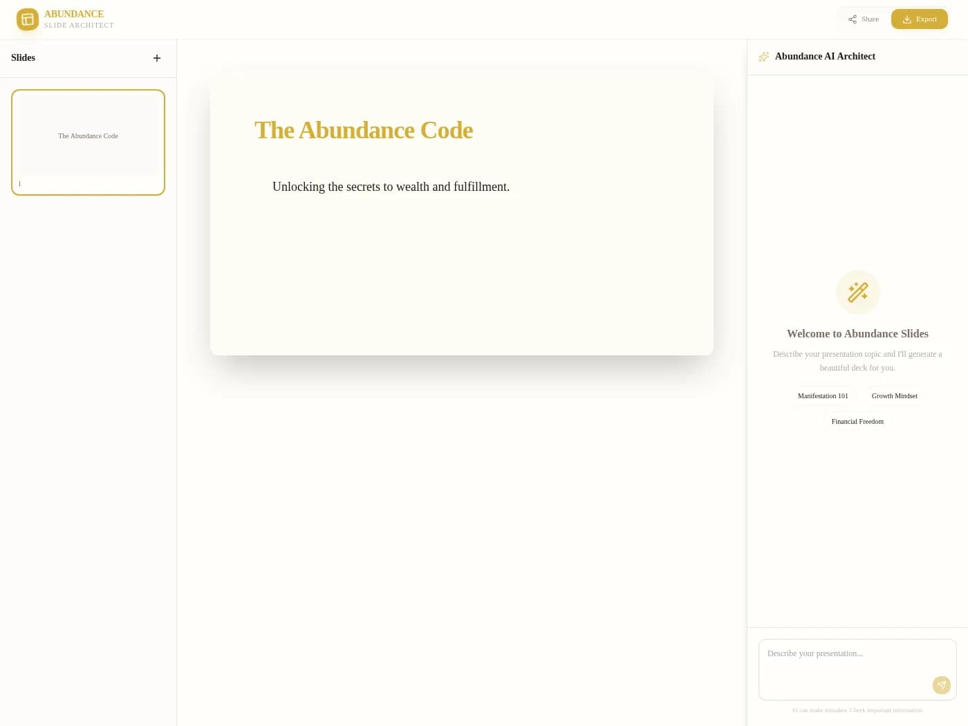 Abundance Code Slides