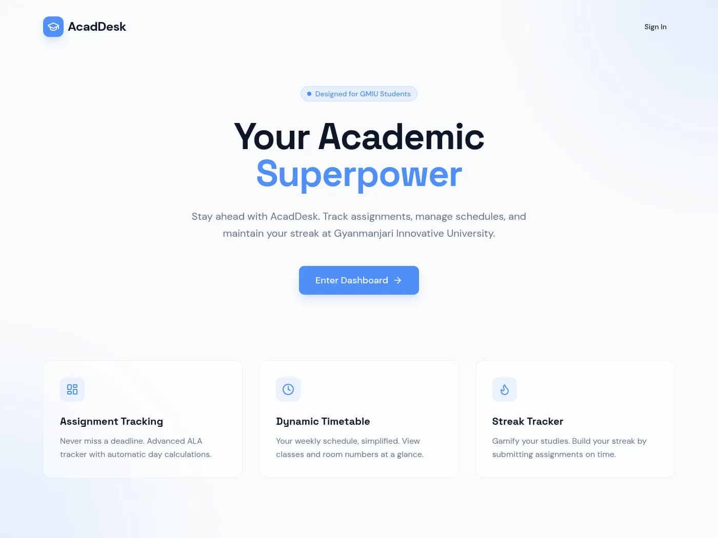 AcadDesk Academic Dashboard