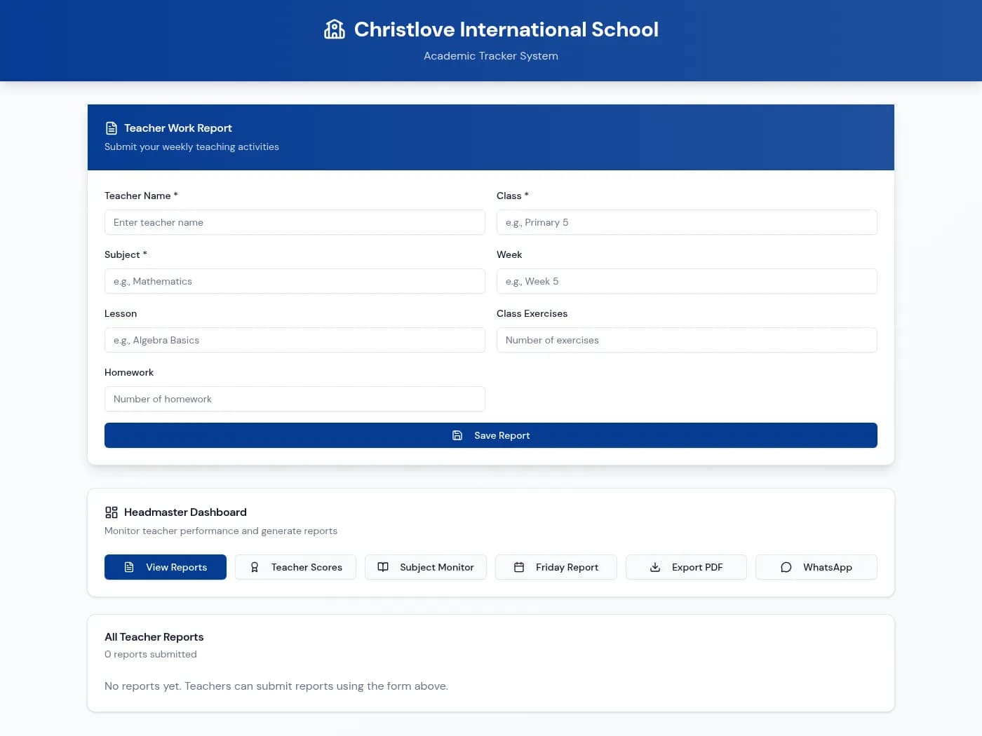 Christlove Academic Tracker