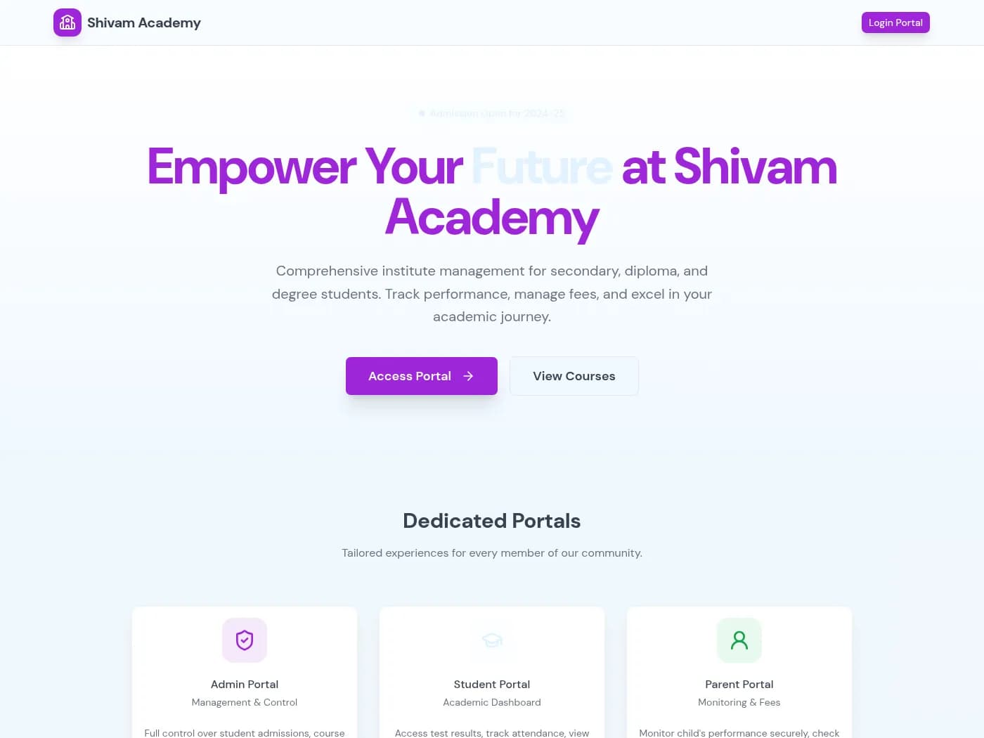 Shivam Academy Portal